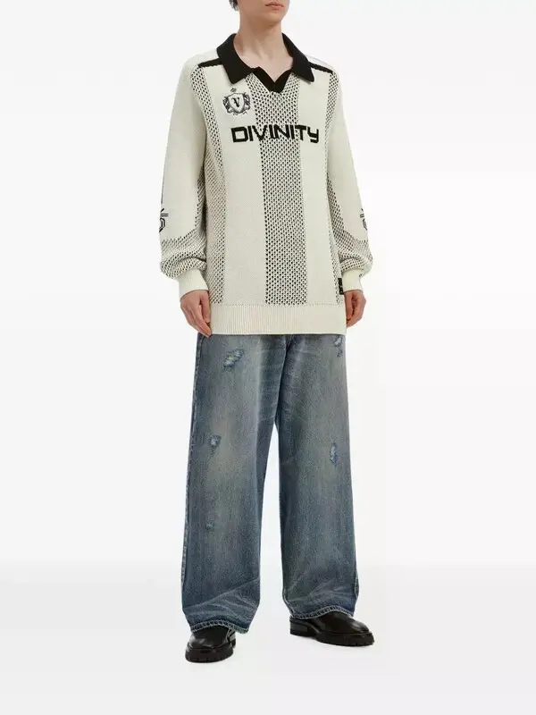 FIVE CM Striped Intarsia-knit Sweater