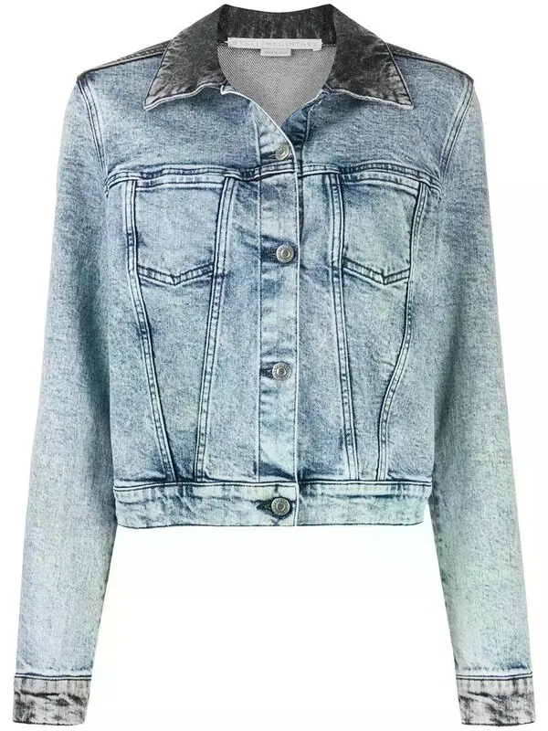 Stella McCartney Two-tone Cropped Denim Jacket