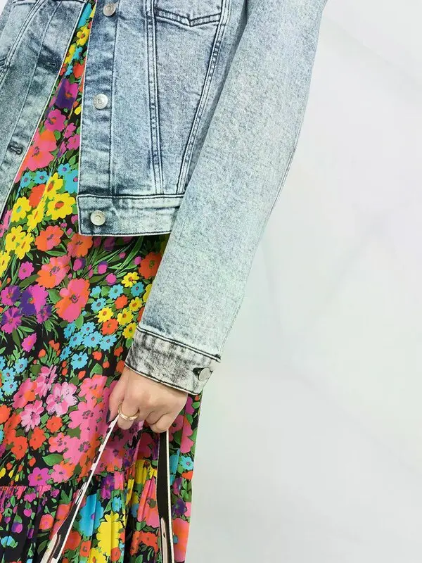 Stella McCartney Two-tone Cropped Denim Jacket