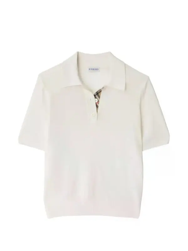 Burberry Knitted Polo Shirt With Iconic Check Detail