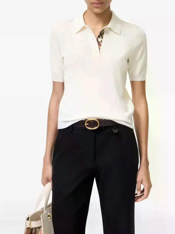 Burberry Knitted Polo Shirt With Iconic Check Detail