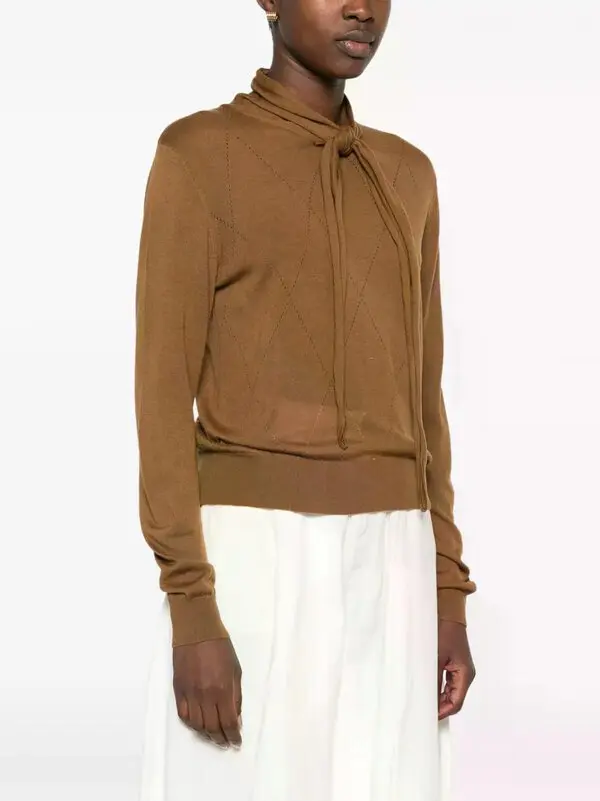 LAMRONS Pussy-bow Pointelle-knit Sweater