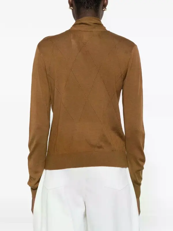 LAMRONS Pussy-bow Pointelle-knit Sweater