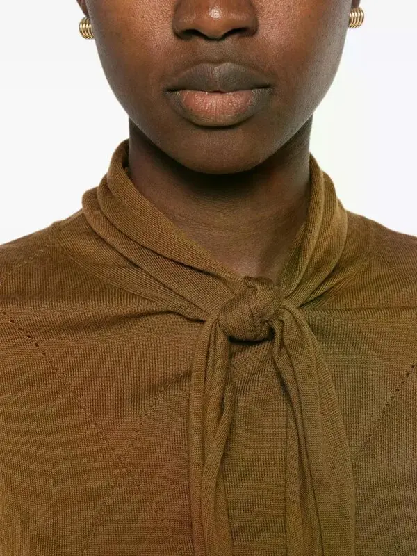 LAMRONS Pussy-bow Pointelle-knit Sweater