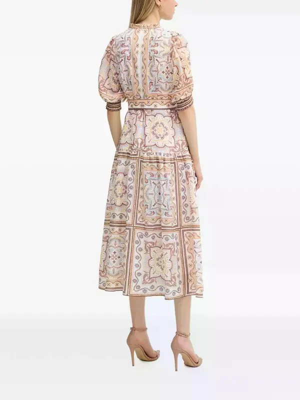 Hale Bob Bess Paisley-print Belted Midi Dress