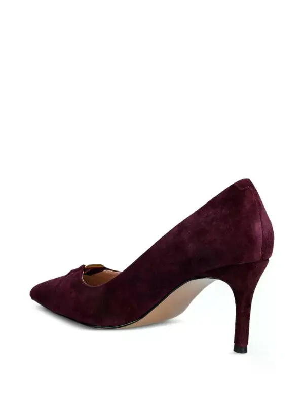 TWINSET Suede Court Shoes With Metal Logo Detail - Red