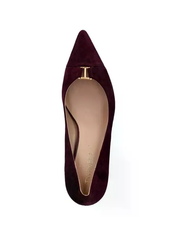 TWINSET Suede Court Shoes With Metal Logo Detail - Red