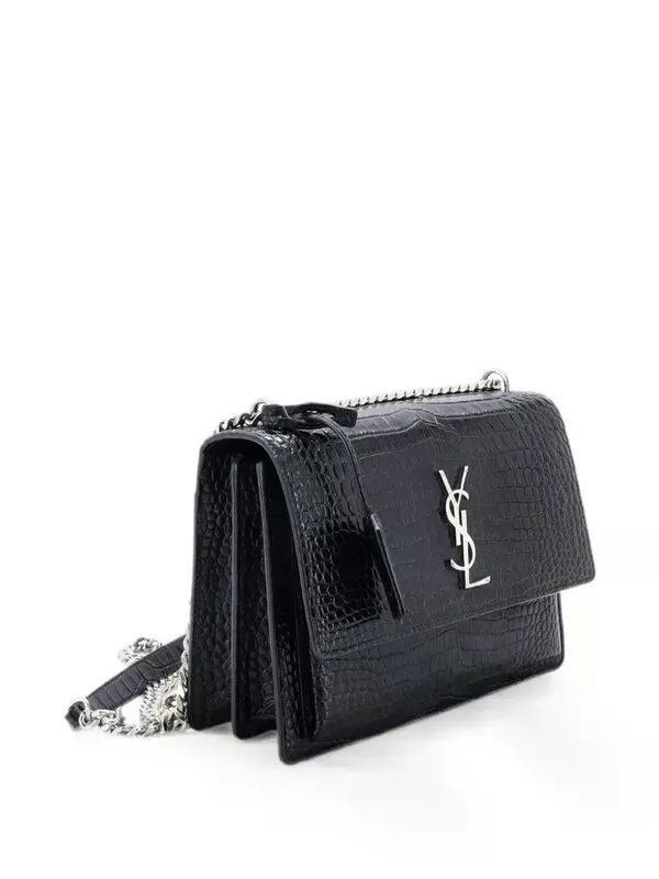 Saint Laurent Sunset Crocodile Embossed Leather Medium Crossbody Bag