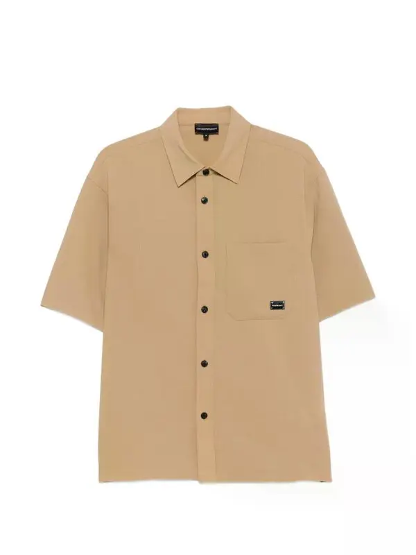 Emporio Armani Logo-plaque Short-sleeve Shirt - Neutrals