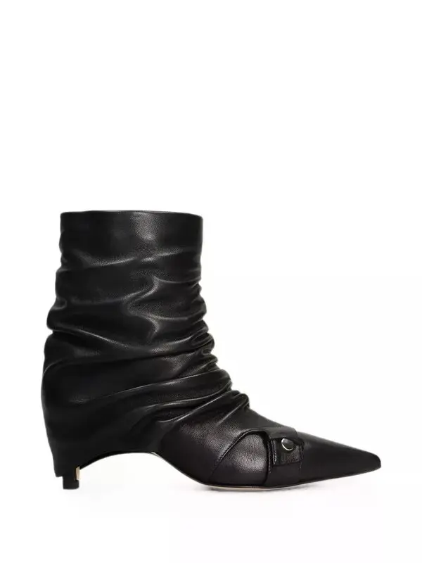 THE SELLER Ruched Pointed-toe Ankle Boots - Black