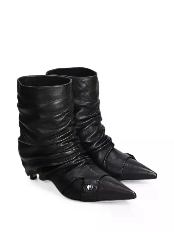 THE SELLER Ruched Pointed-toe Ankle Boots