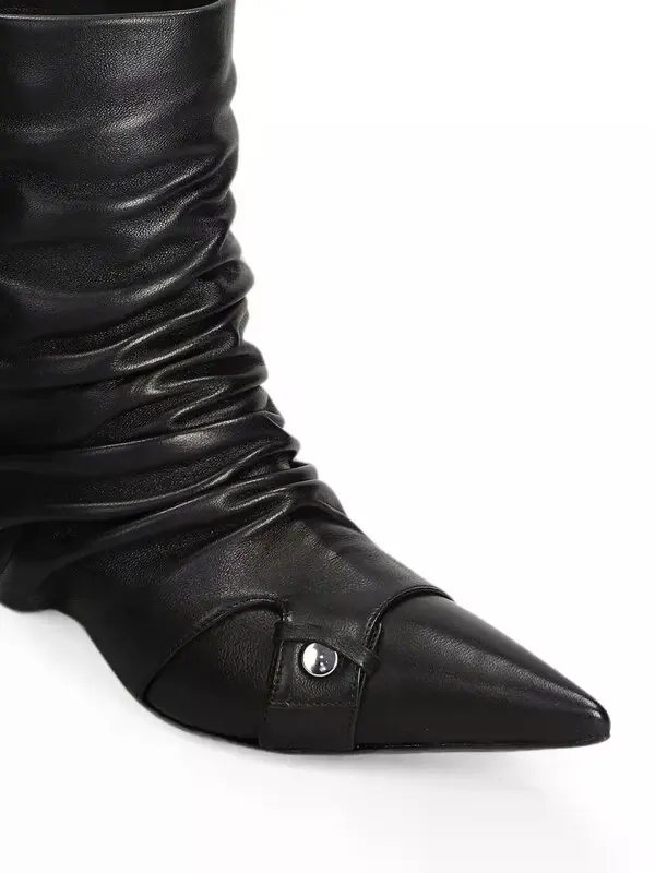 THE SELLER Ruched Pointed-toe Ankle Boots
