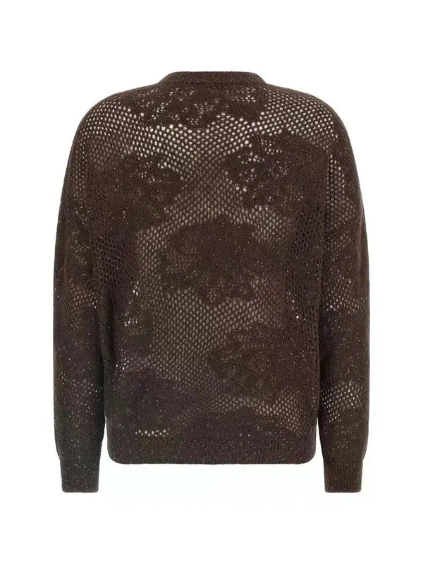 Brunello Cucinelli Floral-lace Sweater - Brown