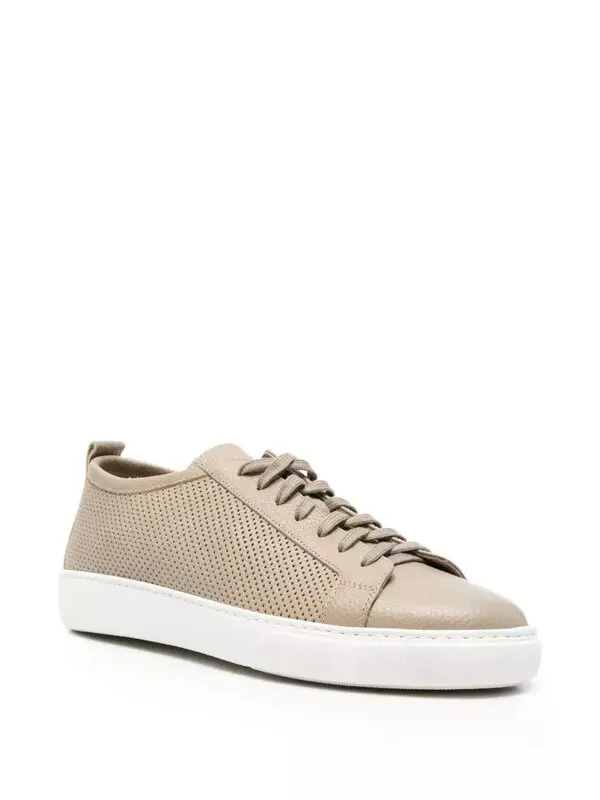 HENDERSON BARACCO Beige Leather Perforated Lace-up Sneakers - Neutrals