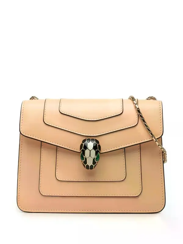 BVLGARI 2000-2026 Small Leather Square Serpenti Forever Chain Crossbody Bag - Neutrals