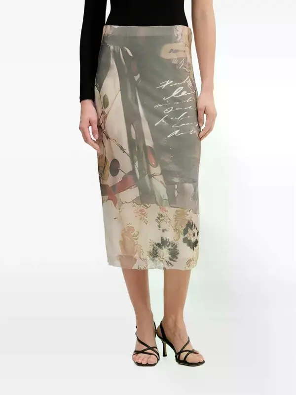 Desigual Collage Midi Skirt - Neutrals