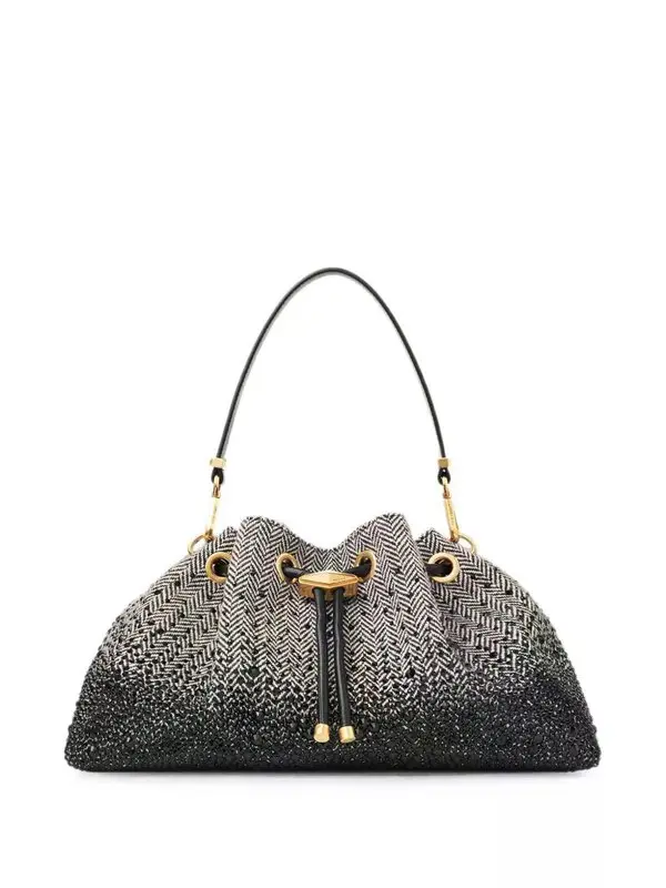 JIMMY CHOO Bon Bon Crystal-embellished Shoulder Bag - Black