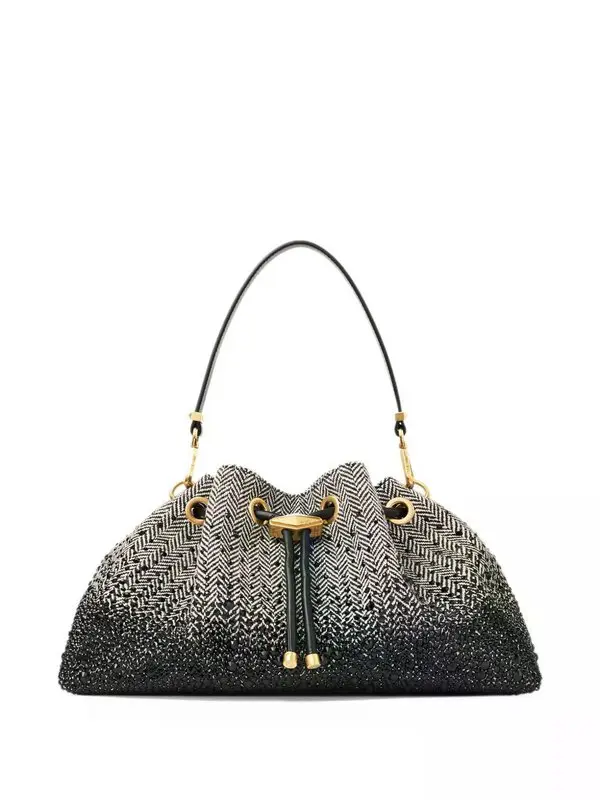 JIMMY CHOO Bon Bon Crystal-embellished Shoulder Bag - Black