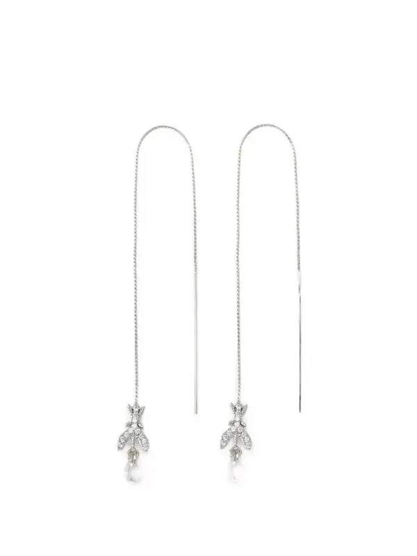 Patrizia Pepe Fly Crystal-embellished Threader Earrings - Silver