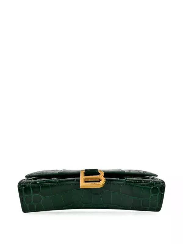 Balenciaga Hourglass Crocodile-embossed Clutch Bag