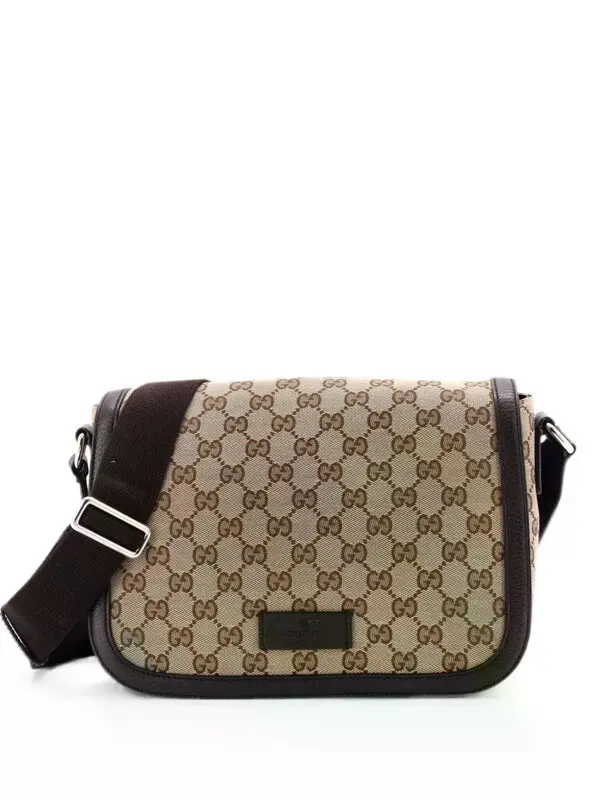 Gucci Flap Messenger Bag Gg Canvas Small Crossbody Bag - Brown