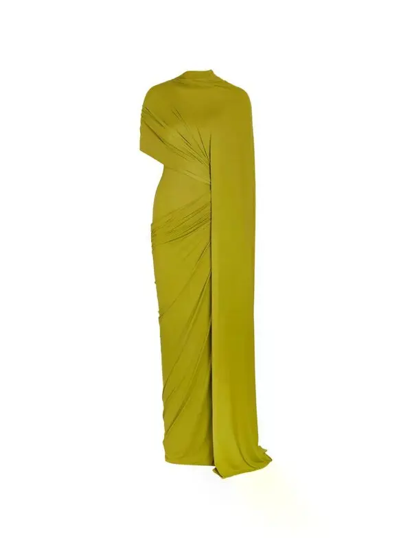 DEME Daphne Draped Asymmetric-design Maxi Dress - Green