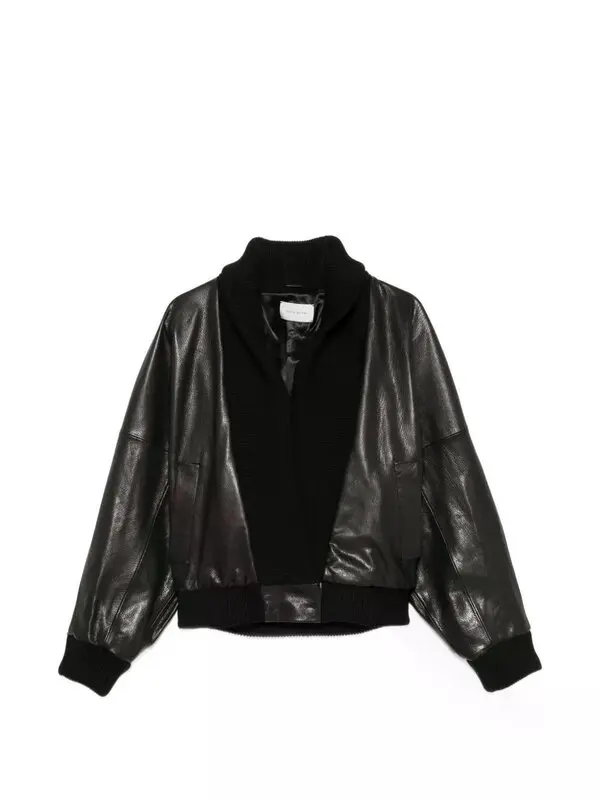 Magda Butrym Ribbed-knit Leather Jacket - Black