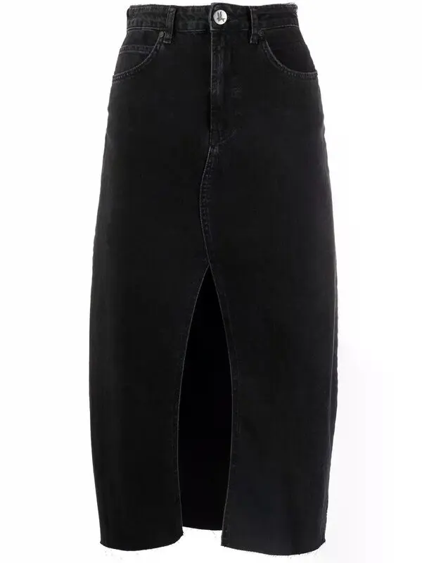 ONETEASPOON Rocko Faded Denim Midi Skirt - Black