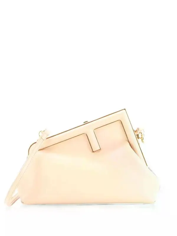 Fendi First Bag Leather Small Clutch Bag - Neutrals