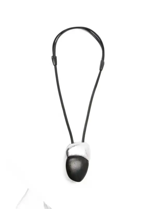 MONIES Aurena Wood-pendant Leather-strap Necklace - Black