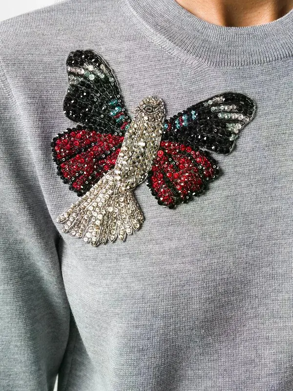 Alexander McQueen Embellished Butterfly Jumper