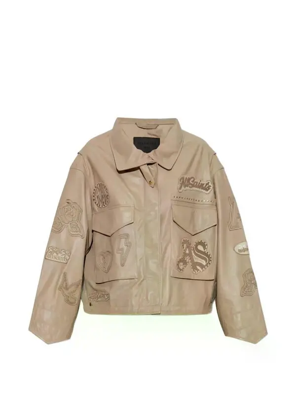 ALLSAINTS Clay Logo-patch Leather Jacket