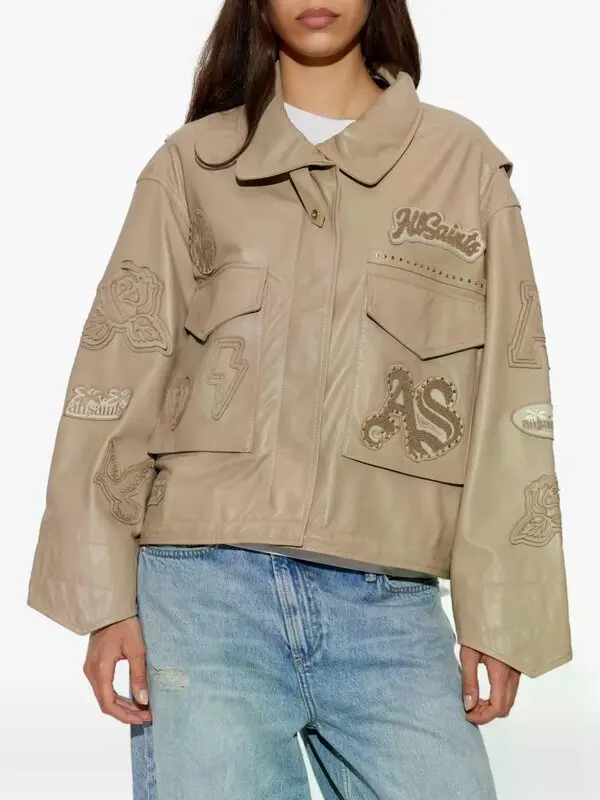 ALLSAINTS Clay Logo-patch Leather Jacket