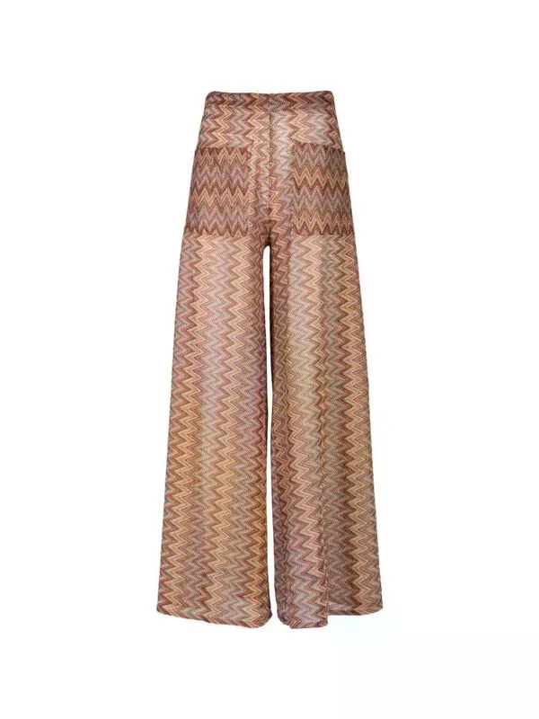 PALMACEA Yera Zigzag-knit Wide-leg Trousers - Orange