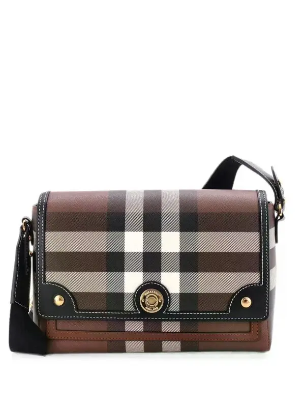 Burberry Note Check Canvas And Leather Medium Crossbody Bag - Black