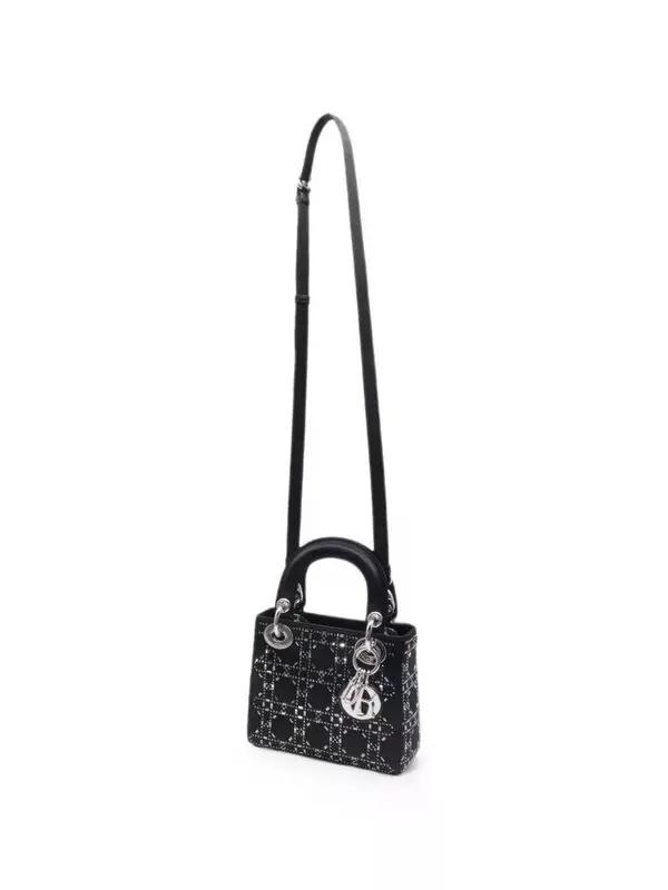 Dior Mini Lady Strass Cannage Tote Bag - Black