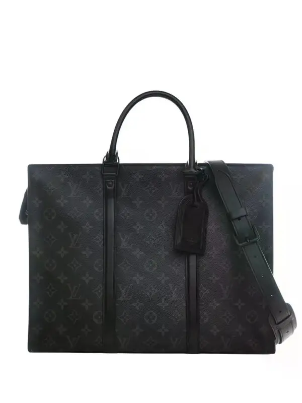 LOUIS VUITTON 2000 Monogram Eclipse Sac Plat Horizontal Zipper Satchel - Black