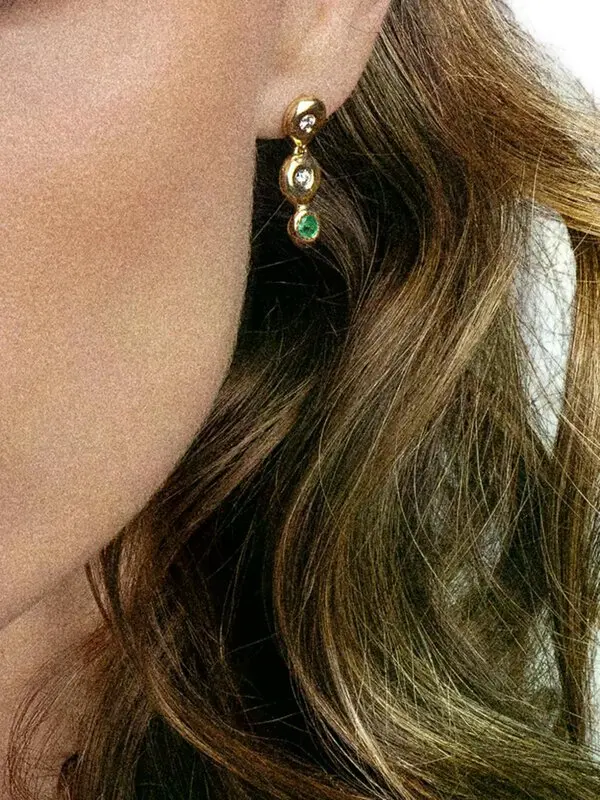RENE BARNES Reverie Iv Diamond And Emerald Earrings