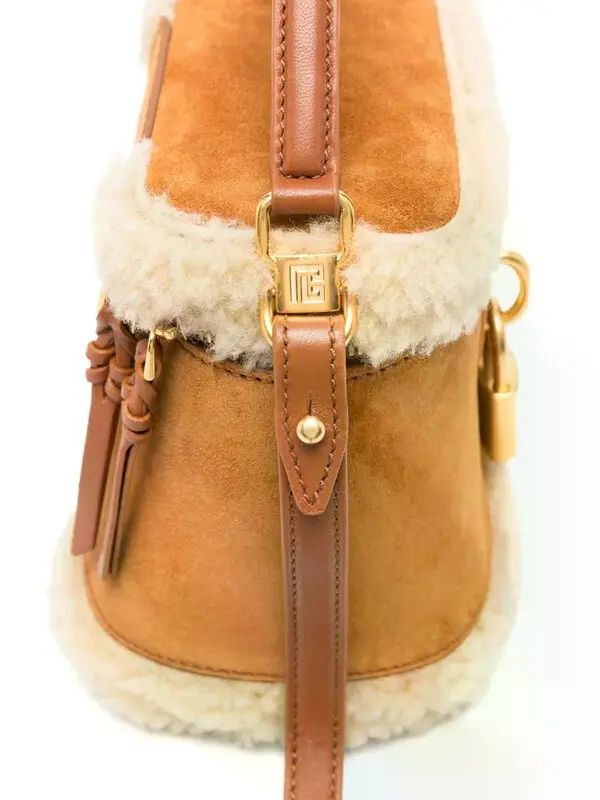 Balmain Pulse Vanity Shearling-trim Top Handle Bag
