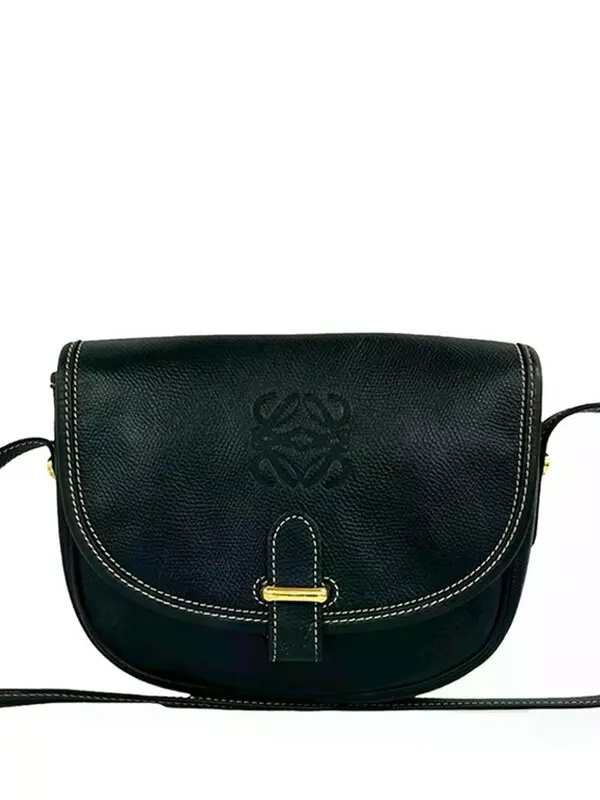 Loewe 2010-2026 Leather Anagram Crossbody Bag - Black