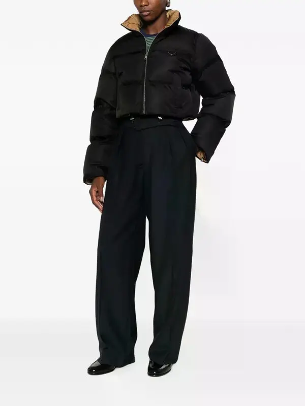 Prada Re-nylon Cropped Puffer Jacket - Black