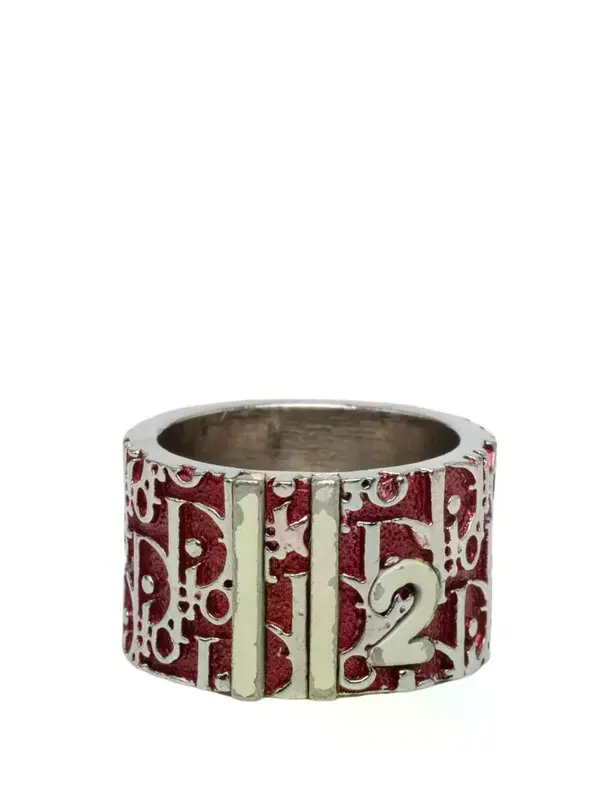 Dior 20th Century Trotter Brass And Enamel Band Ring Costume Ring - Red