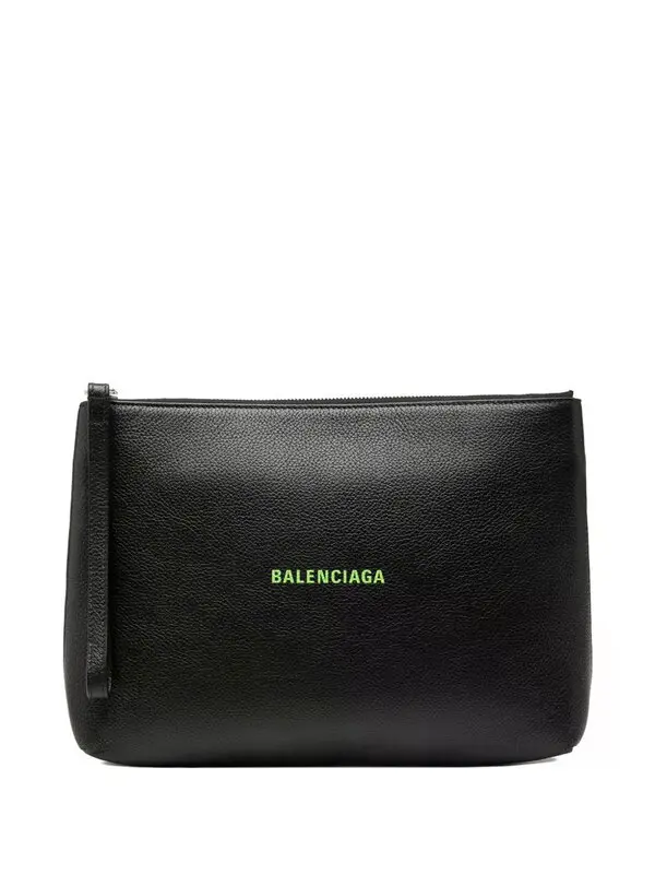 Balenciaga 2021 Leather Everyday Clutch Bag - Black