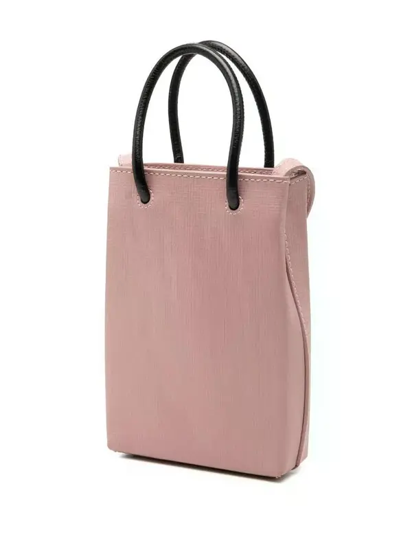 Balenciaga 2021 Mini Calfskin Logo Shopping Phone Holder Satchel - Pink