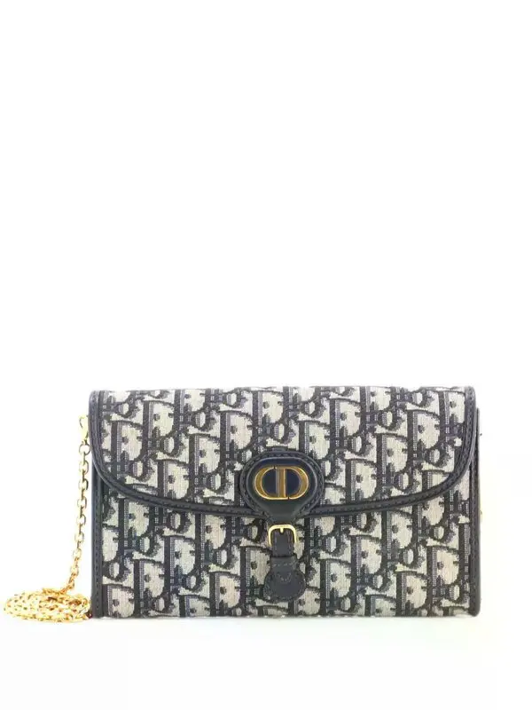 Dior Bobby Pouch With Chain Oblique Canvas East West Clutch Bag - Blue