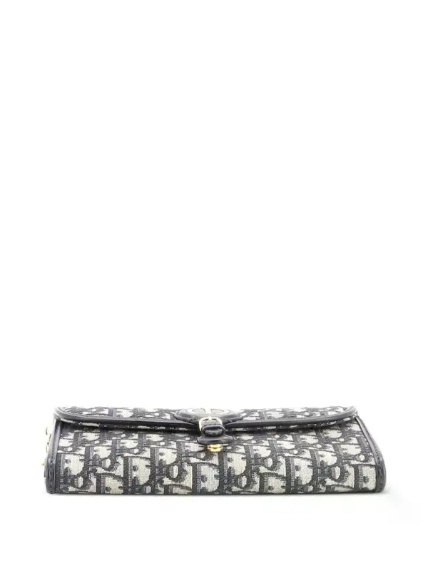Dior Bobby Pouch With Chain Oblique Canvas East West Clutch Bag - Blue