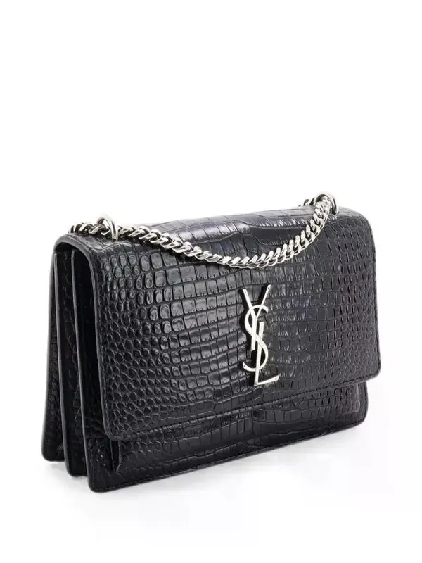 Saint Laurent Sunset Crocodile Embossed Leather Medium Crossbody Bag