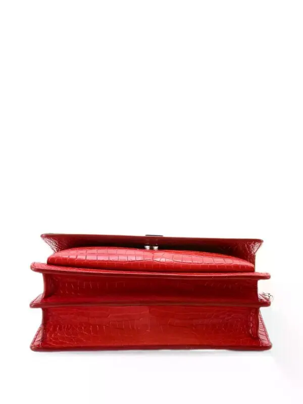 Saint Laurent Sunset Crocodile Embossed Leather Medium Crossbody Bag