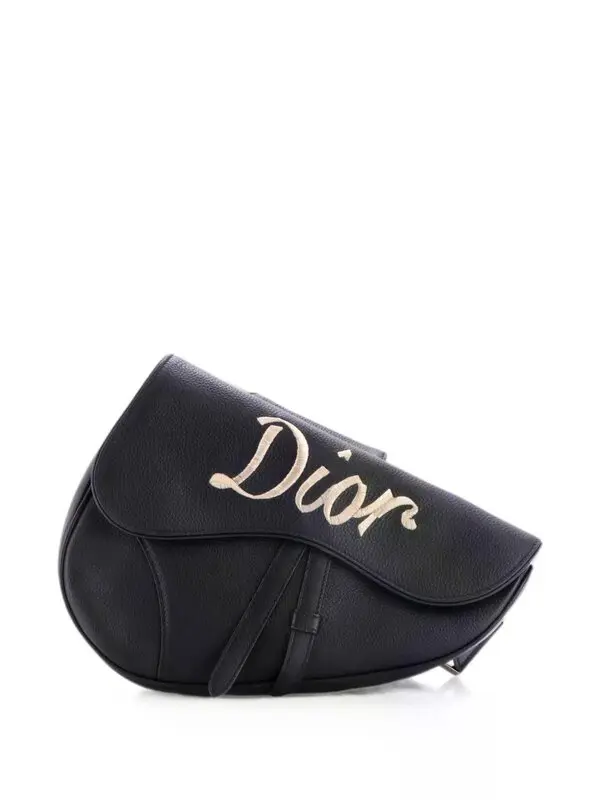 Dior Saddle Logo Embroidered Leather Crossbody Bag