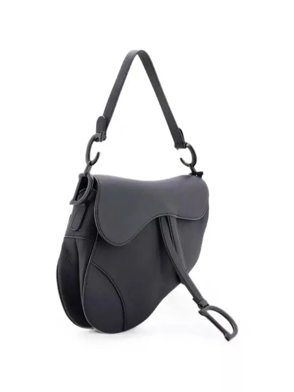 Dior Ultra Matte Saddle Handbag Leather Medium Shoulder Bag - Black